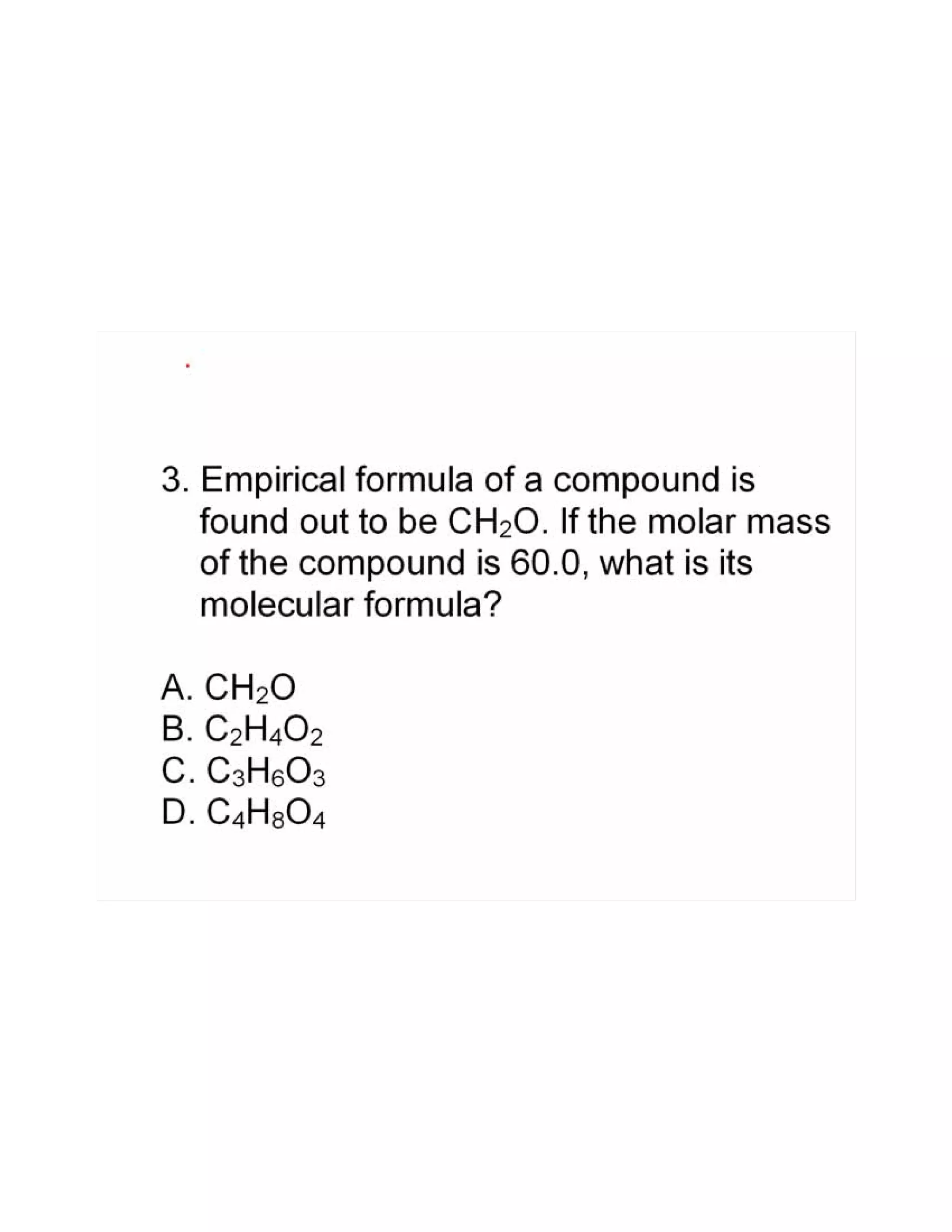 Empirical and molecular formula | PDF