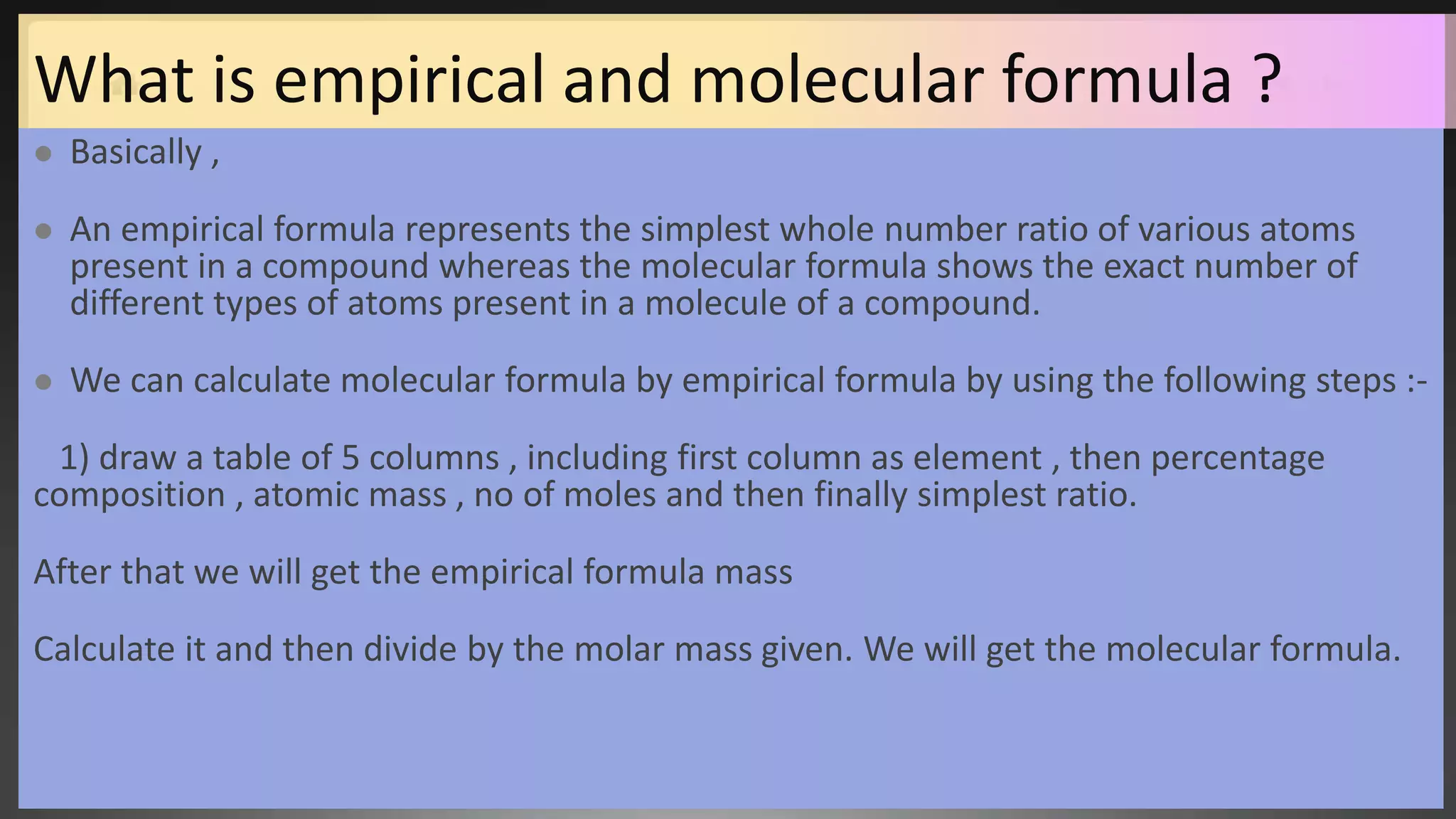 Empirical and molecular formula class 11 | PPTX