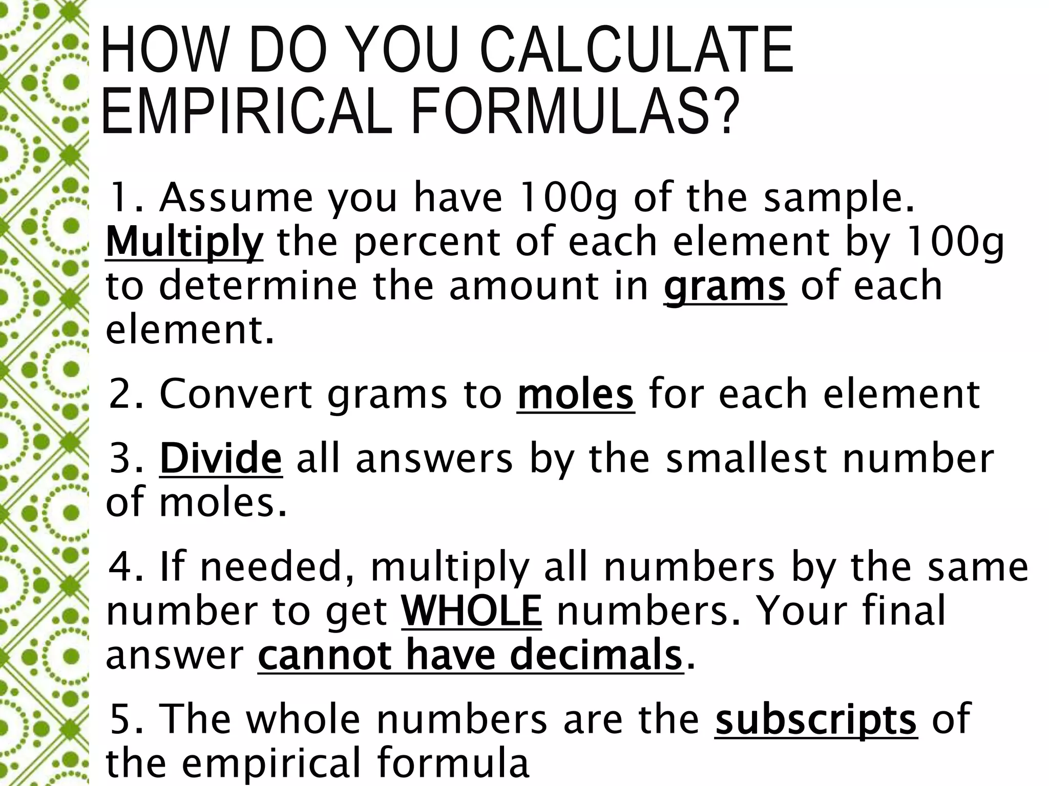 Empirical and molecular formulas | PPTX