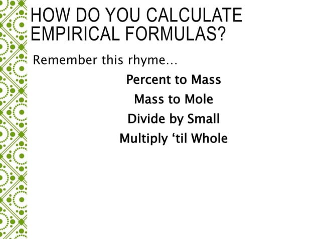 Empirical and molecular formulas | PPTX | Chemistry | Science