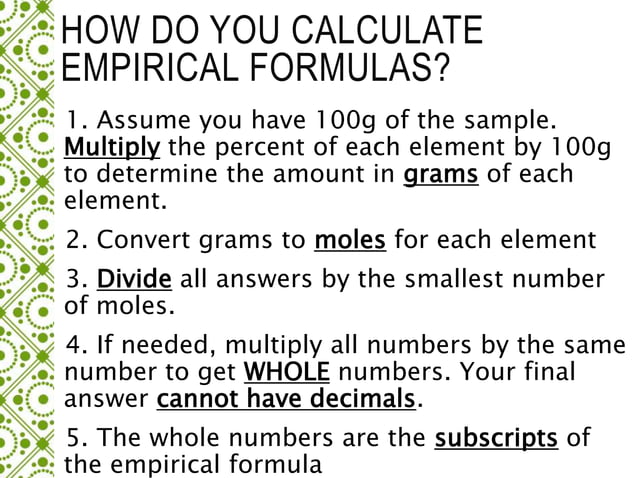 Empirical and molecular formulas | PPTX | Chemistry | Science