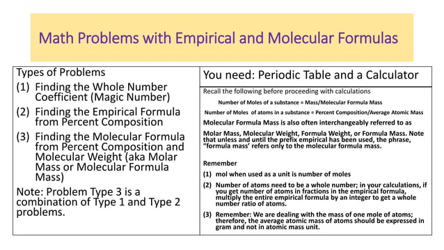 Empirical and molecular formulas | PPTX