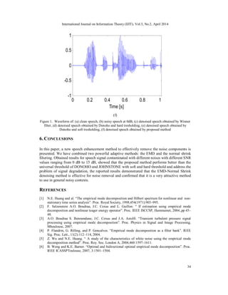 Empirical mode decomposition and normal shrink tresholding for speech denoising | PDF