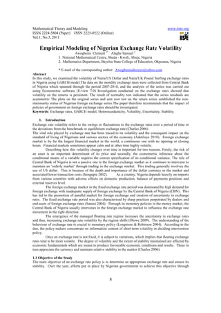 Empirical modeling of nigerian exchange rate volatility | PDF