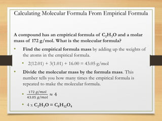 Empirical & Molecular Formulas of Compounds | PPT