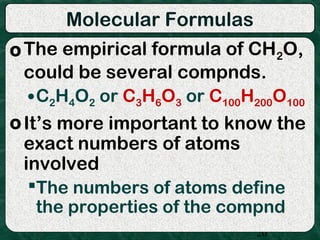 Empirical, molecular formulas & % Composition | PPT
