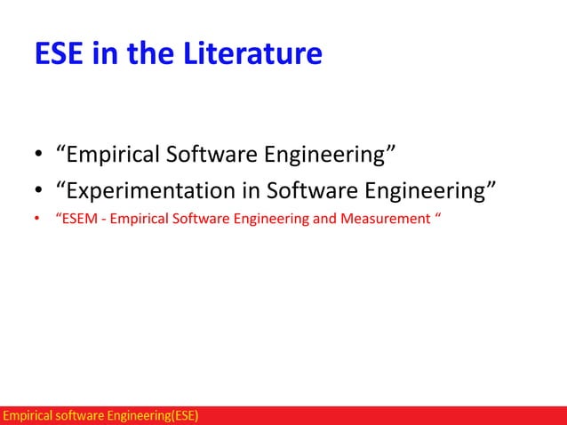 Empirical Software Engineering | PPT