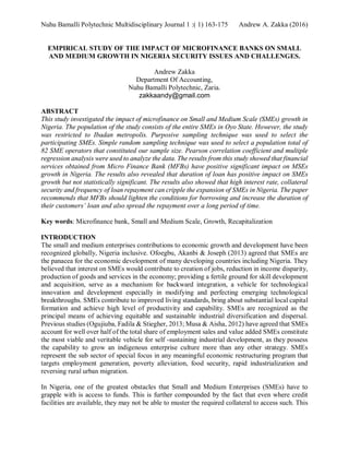 Empirical study of the impact of microfinance banks on small and medium growth in nigeria ...