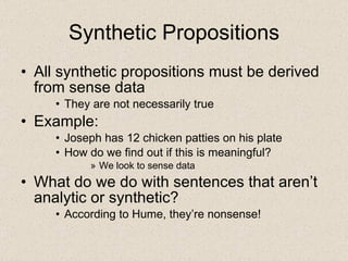 Empiricist epistemology – Hume & Kant | PPT