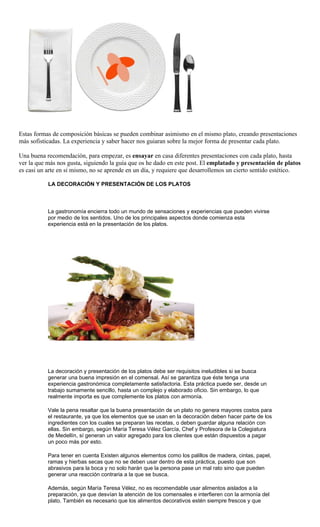 Emplatado y presentación de platos | DOC