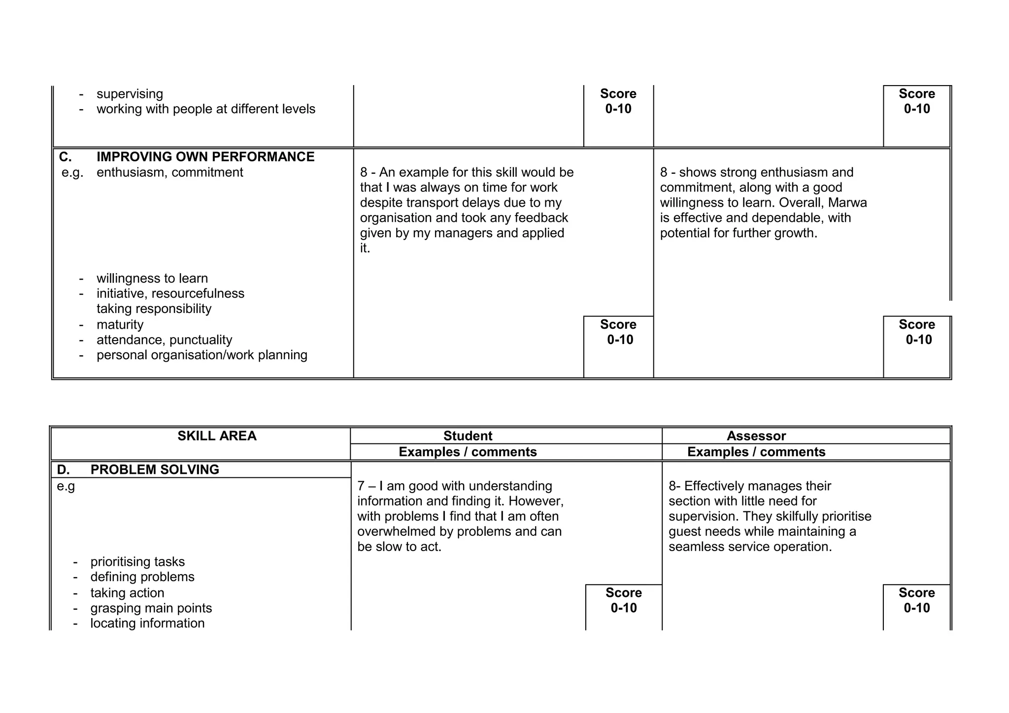 employability assessment form brasserie of light | PPT