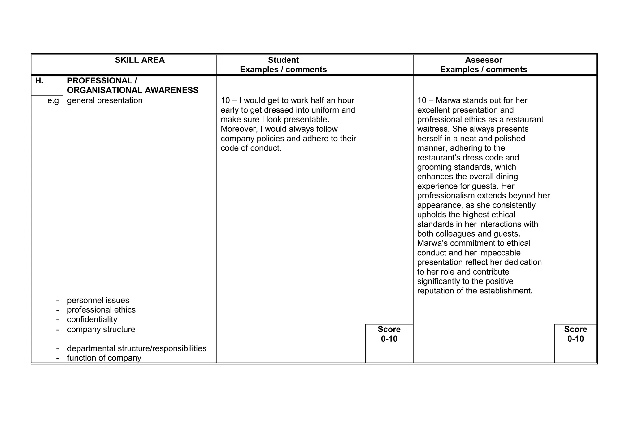 employability assessment form brasserie of light | PPT