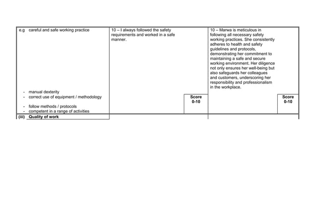 employability assessment form brasserie of light | PPT