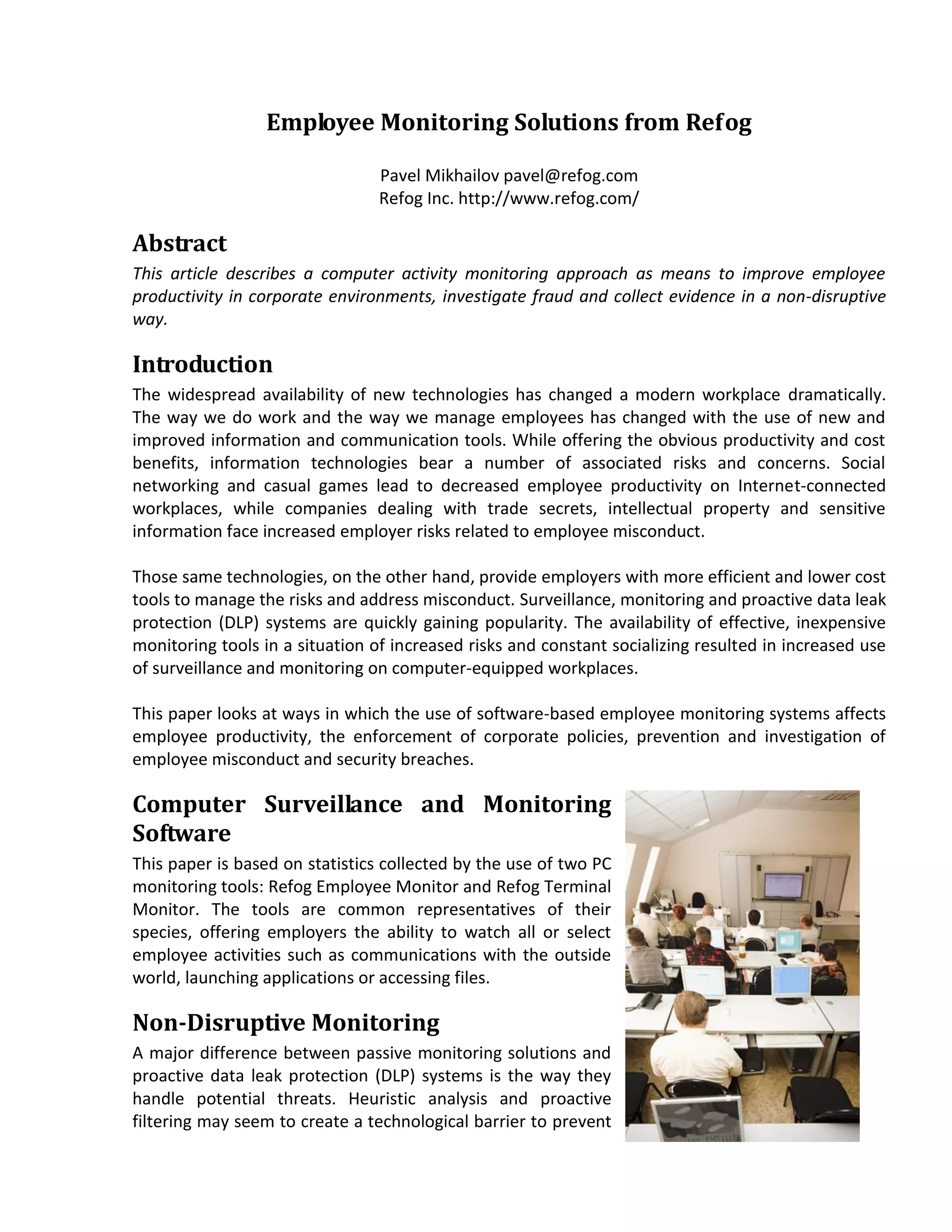 Employee monitoring solutions from Refog | PDF