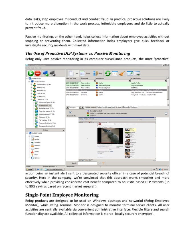 Employee monitoring solutions from Refog | PDF