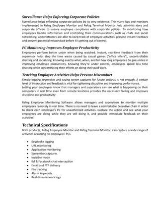 Employee monitoring solutions from Refog | PDF