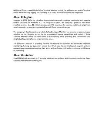 Employee monitoring solutions from Refog | PDF