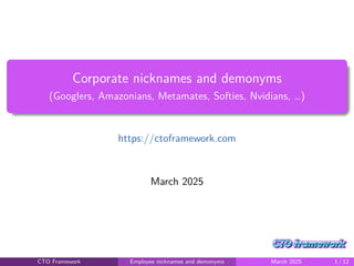 Corporate Nicknames and Company Demonyms | PDF