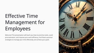 Effective Time Management Employee Training | PPTX