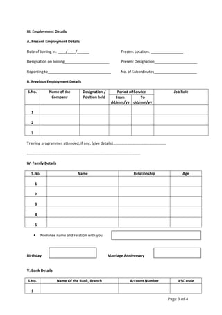 Employee application form | DOC