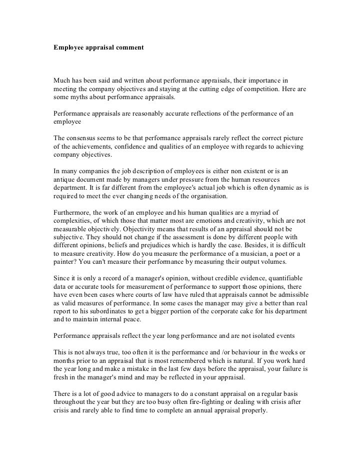 Employee Appraisal Comment employee-appraisal-comment
