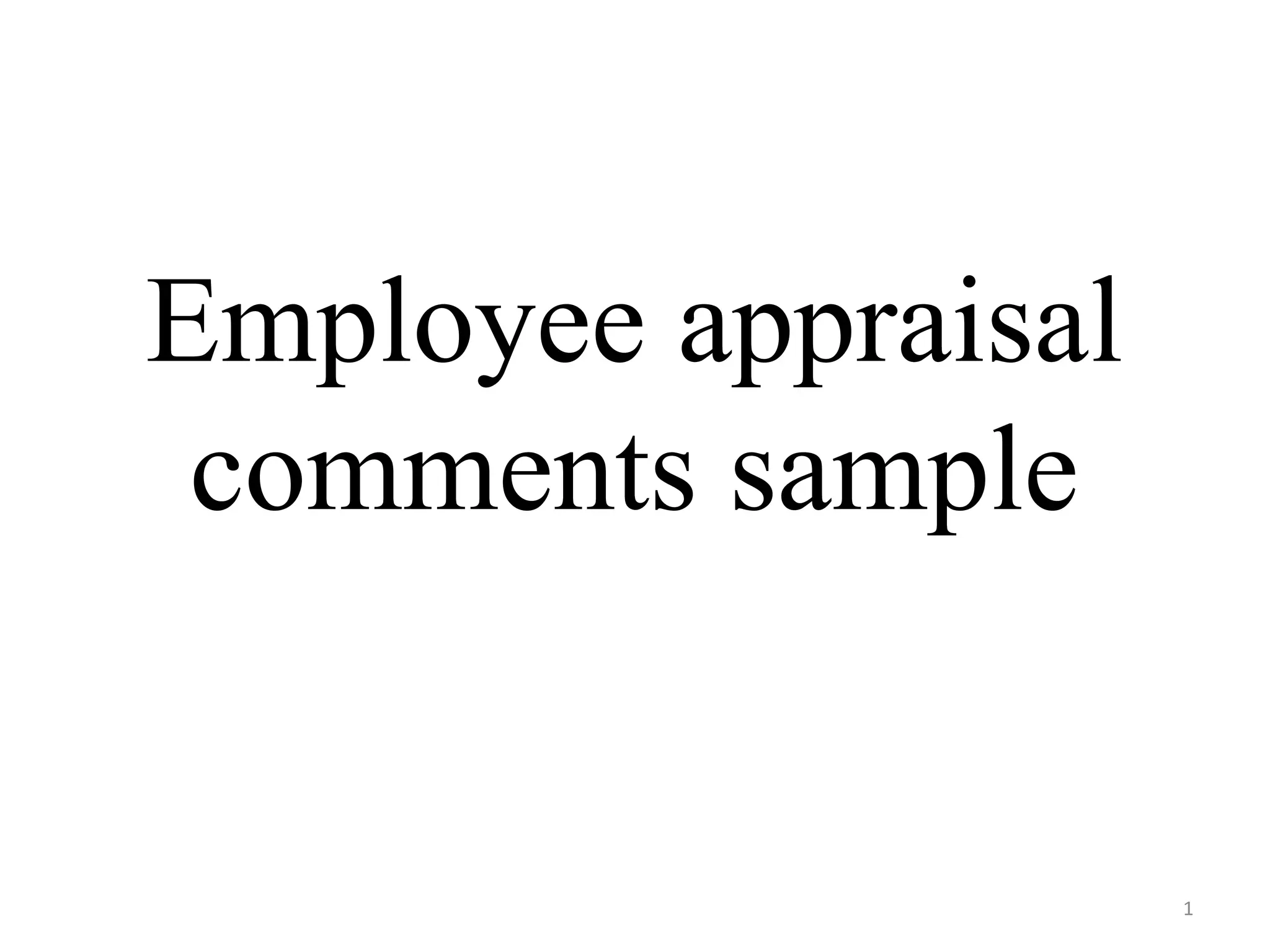 Employee appraisal comments sample | PPT