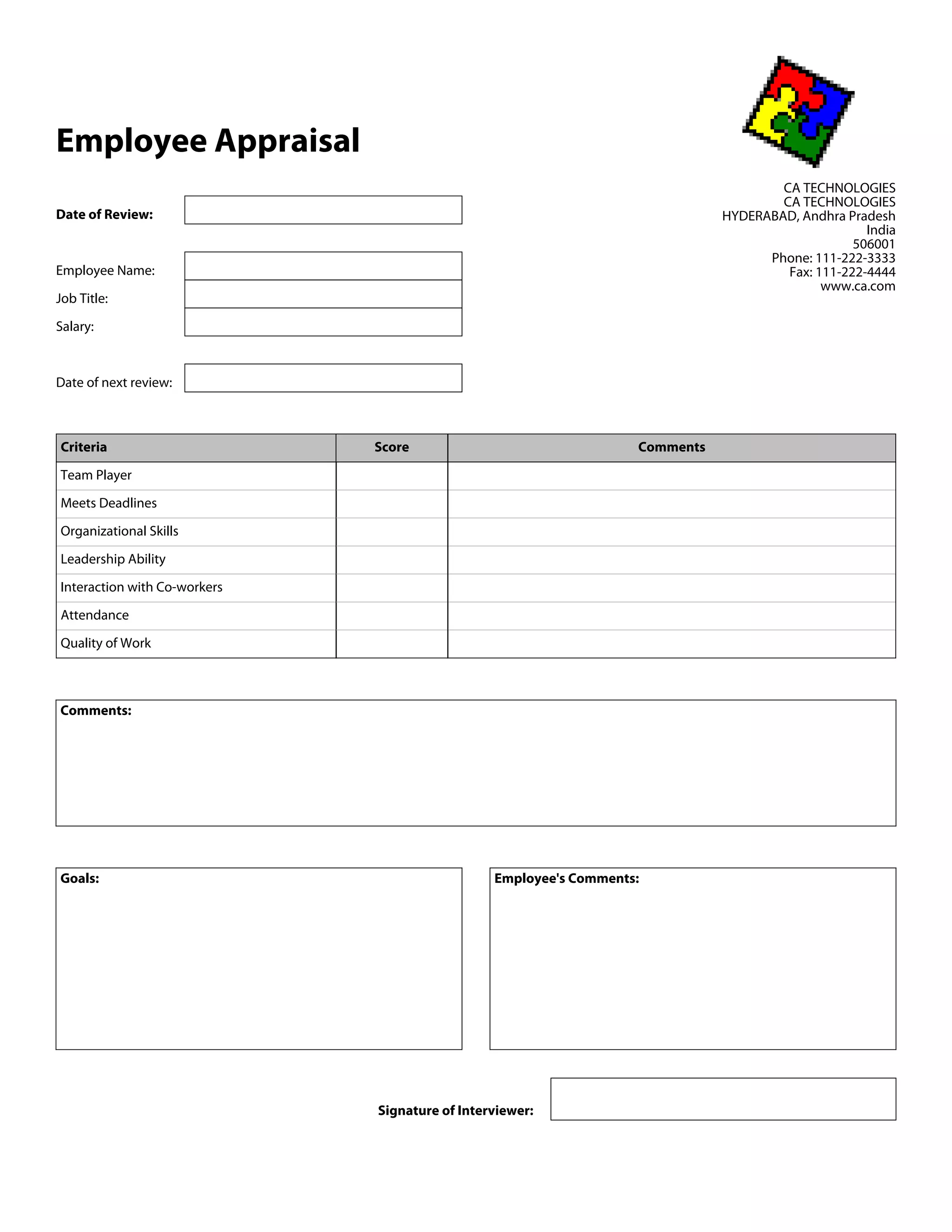 Employee apprisal form | PDF