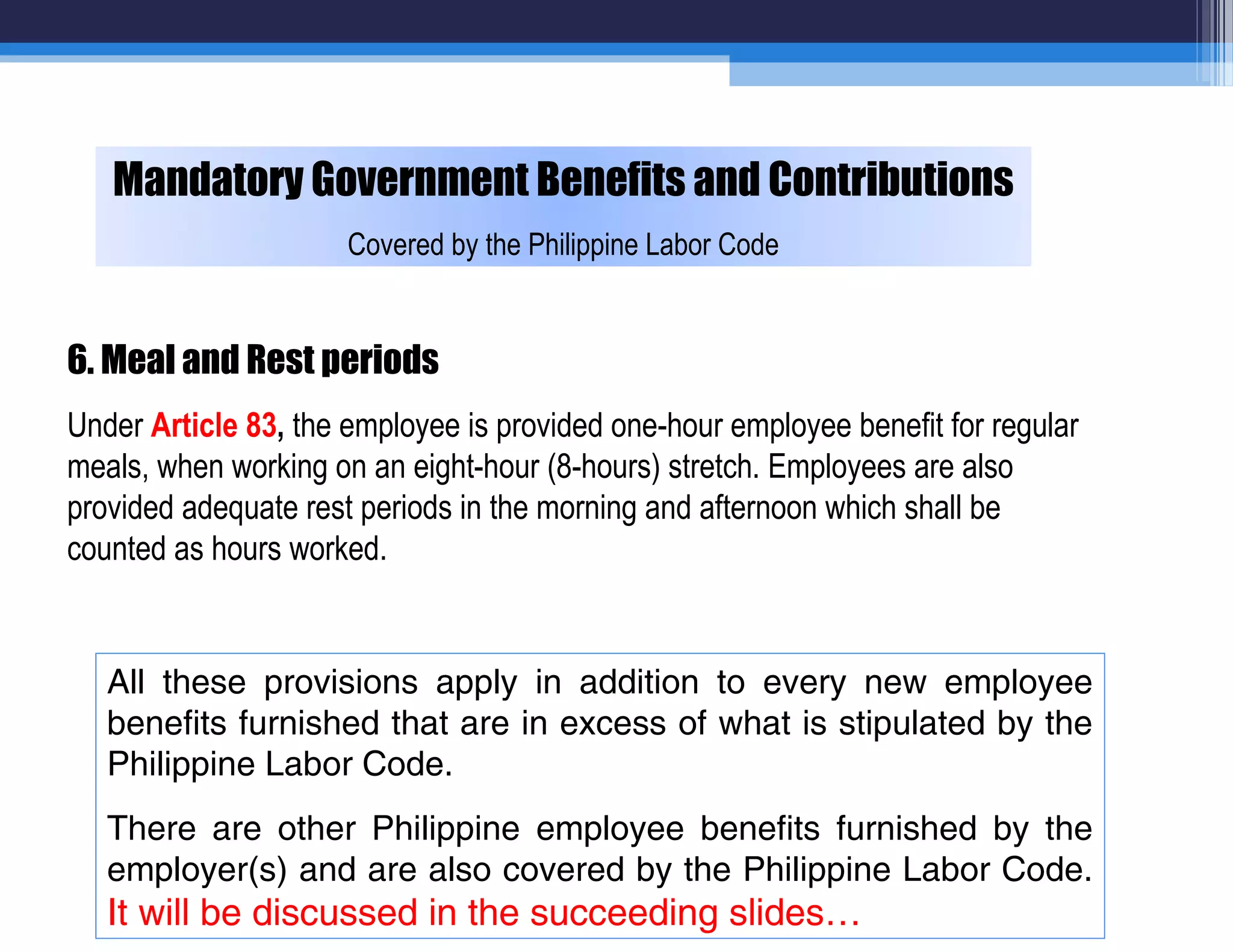 Employee benefits and services (Philippines) | PPT