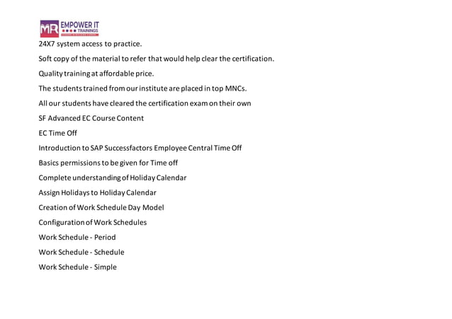 SAP SuccessFactors Employee Central Time Management Certification ...