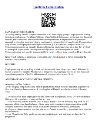 Employee Compensation | PDF