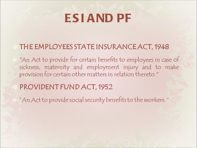 Employee compensation under esi & pf | PPT | Business | Business and ...