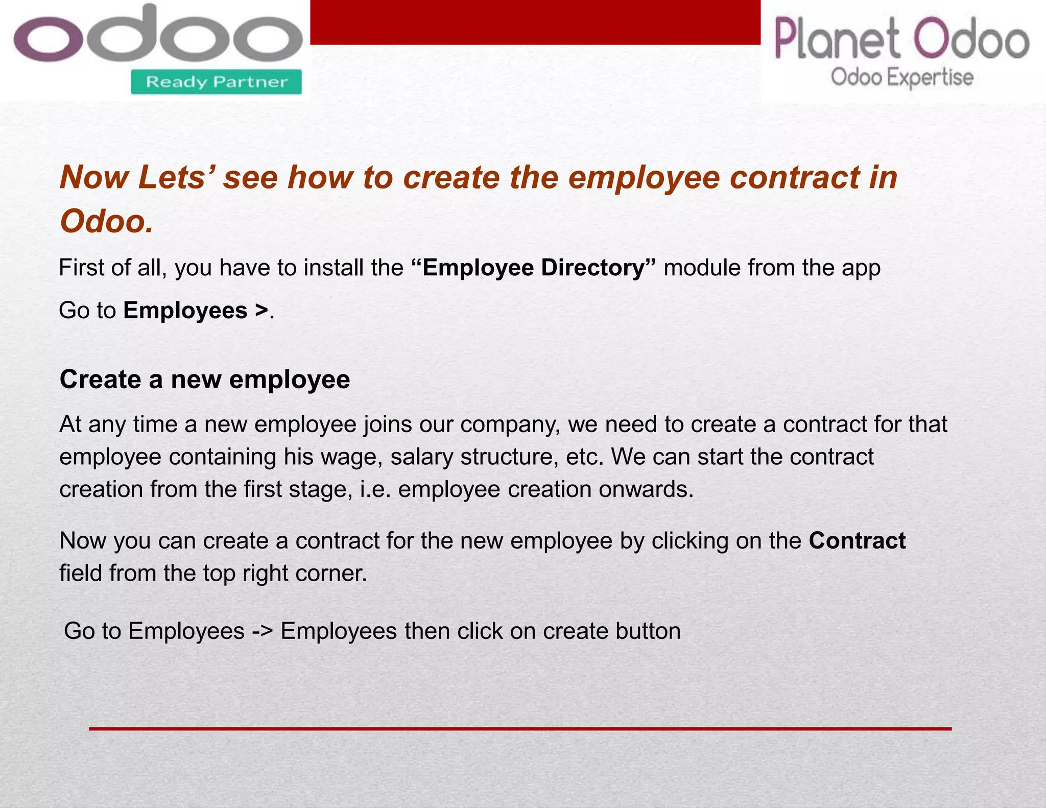 Employee contract management in odoo 12 (1) | PPTX