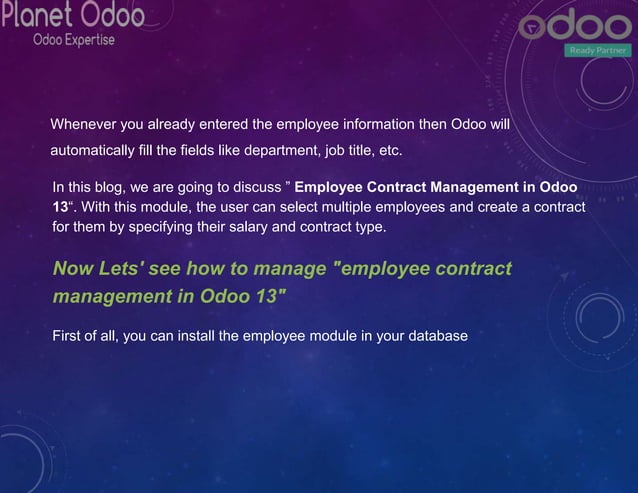 Employee contract management in odoo 13 | PPT
