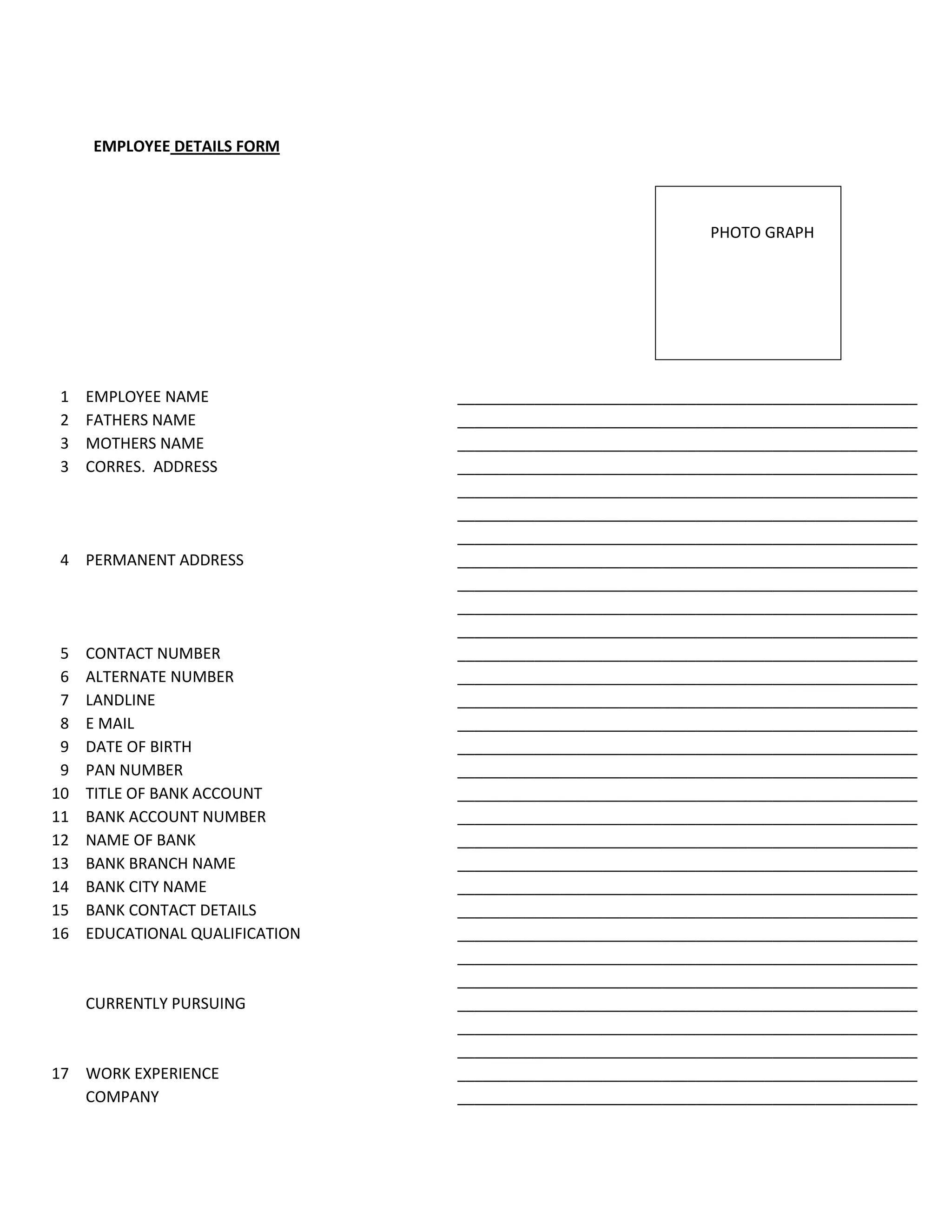 Employee details form | DOCX