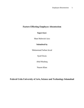 Employeee absneteeism m.farhan brm final project report | DOCX