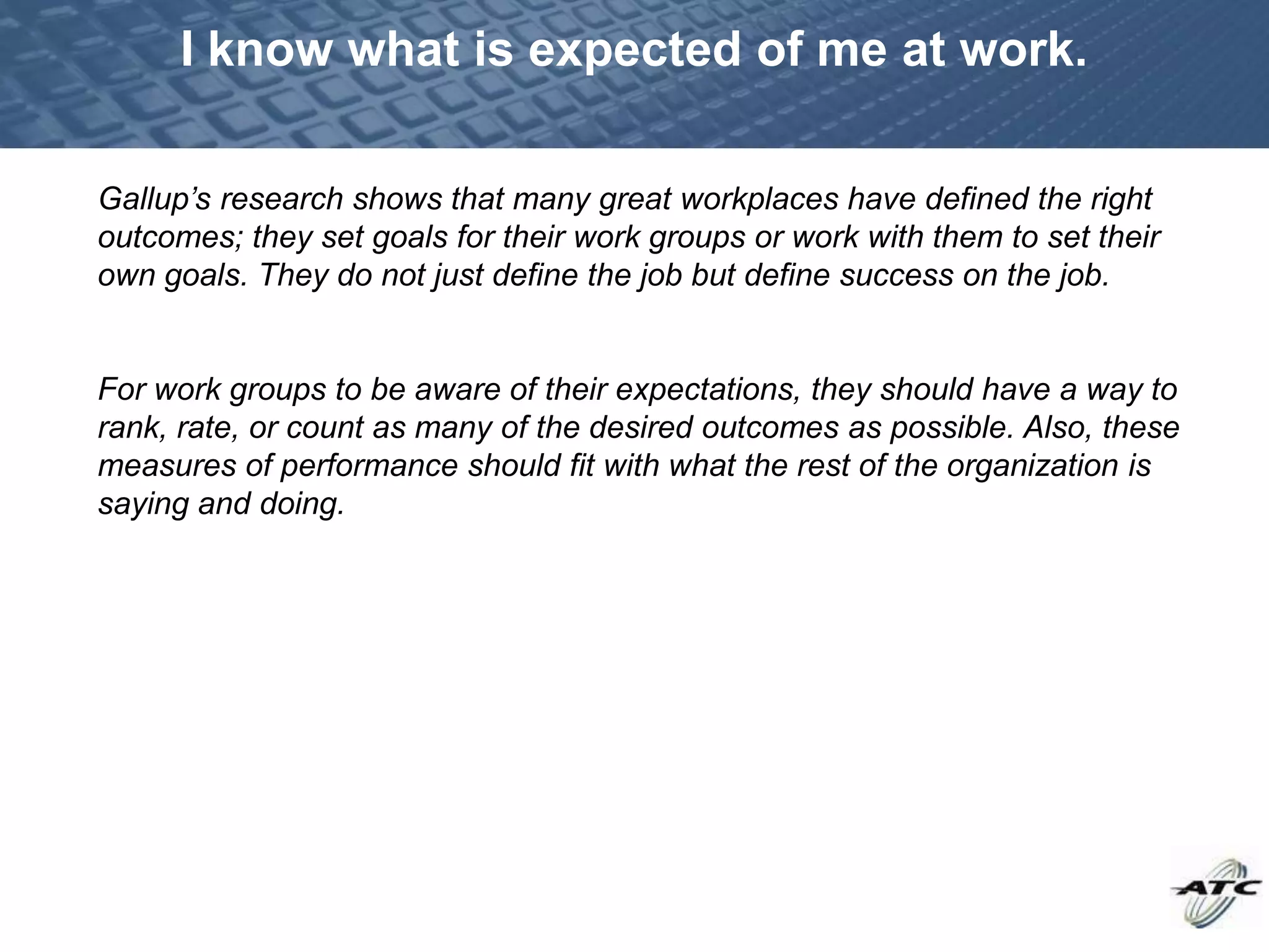 Employee engagement gallup survey questions | PPTX