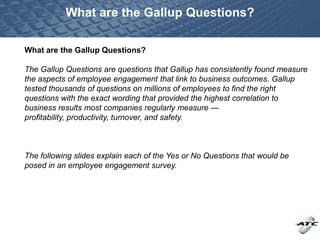 Employee engagement gallup survey questions | PPTX