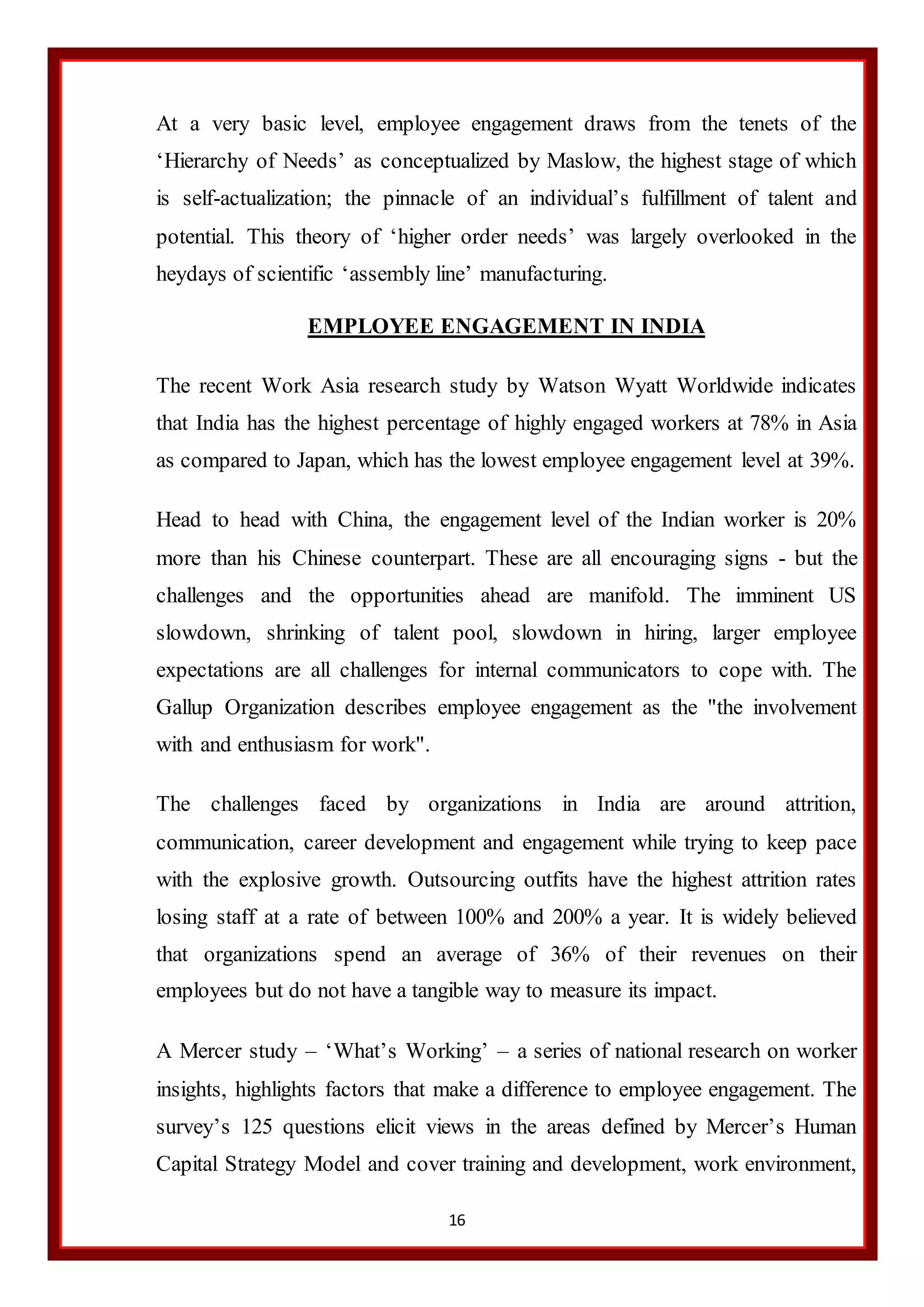 Employee engagement hdfc bank | DOCX