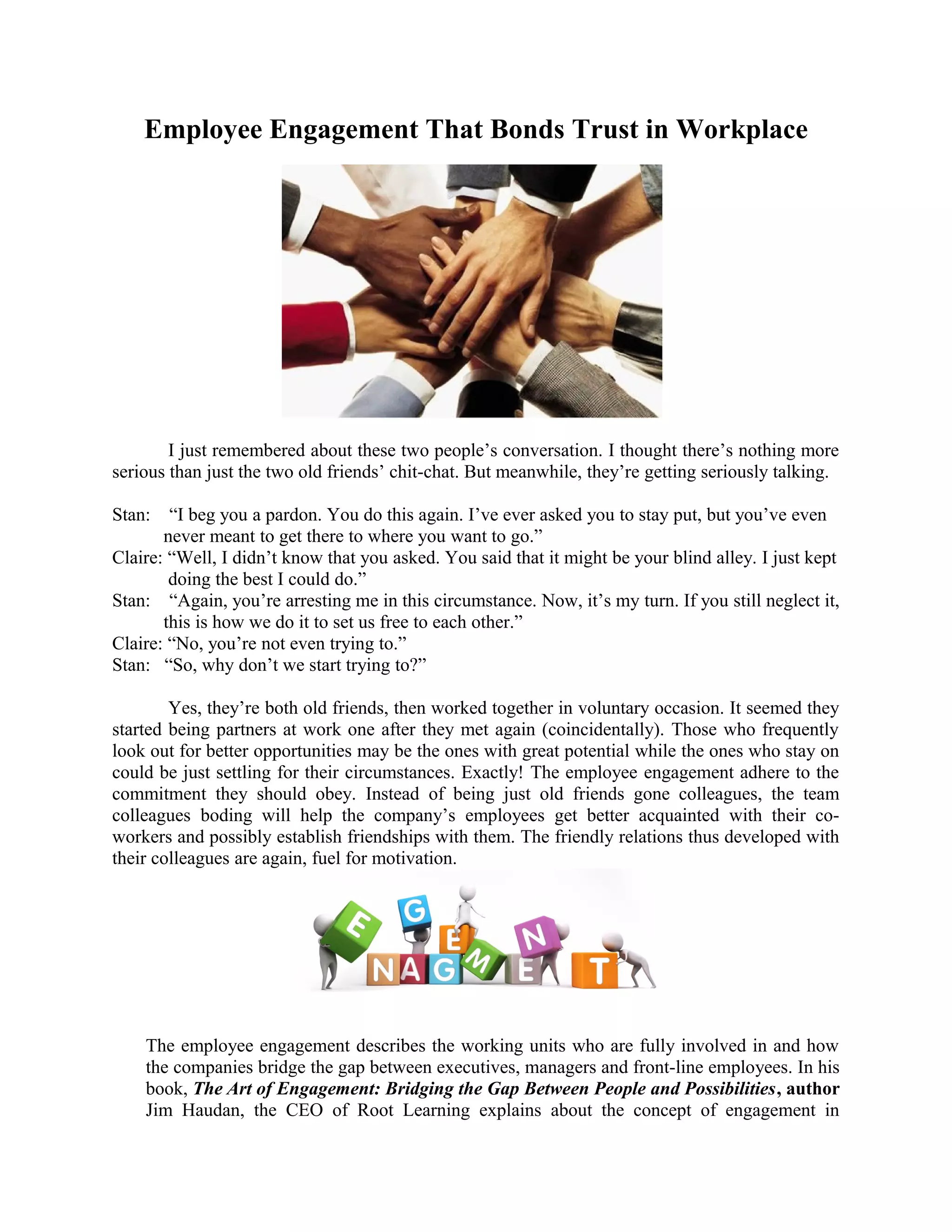 Employee engagement that bonds trust in workplace | DOC