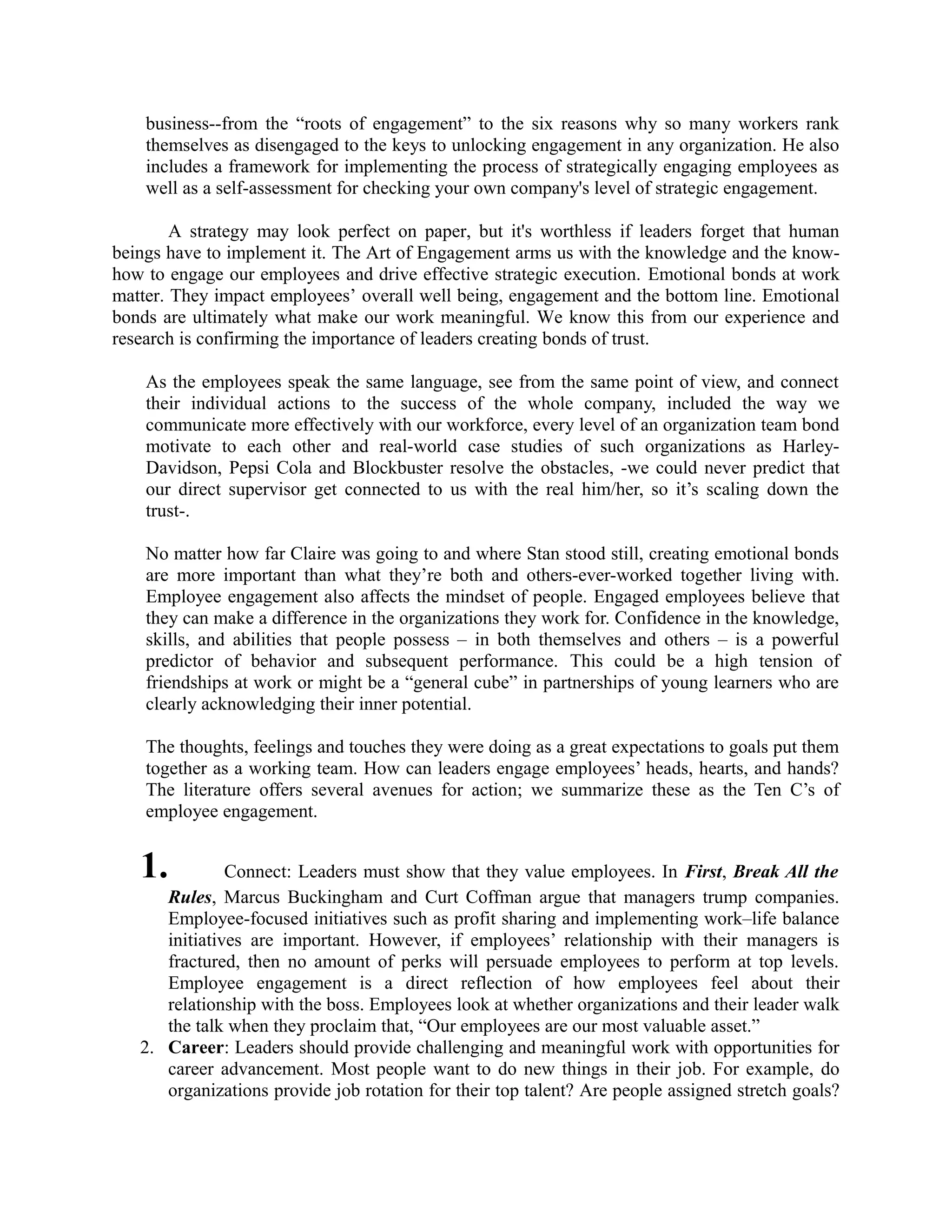 Employee engagement that bonds trust in workplace | DOC