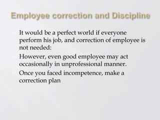 Employee evaluation, correction and discipline | PPT