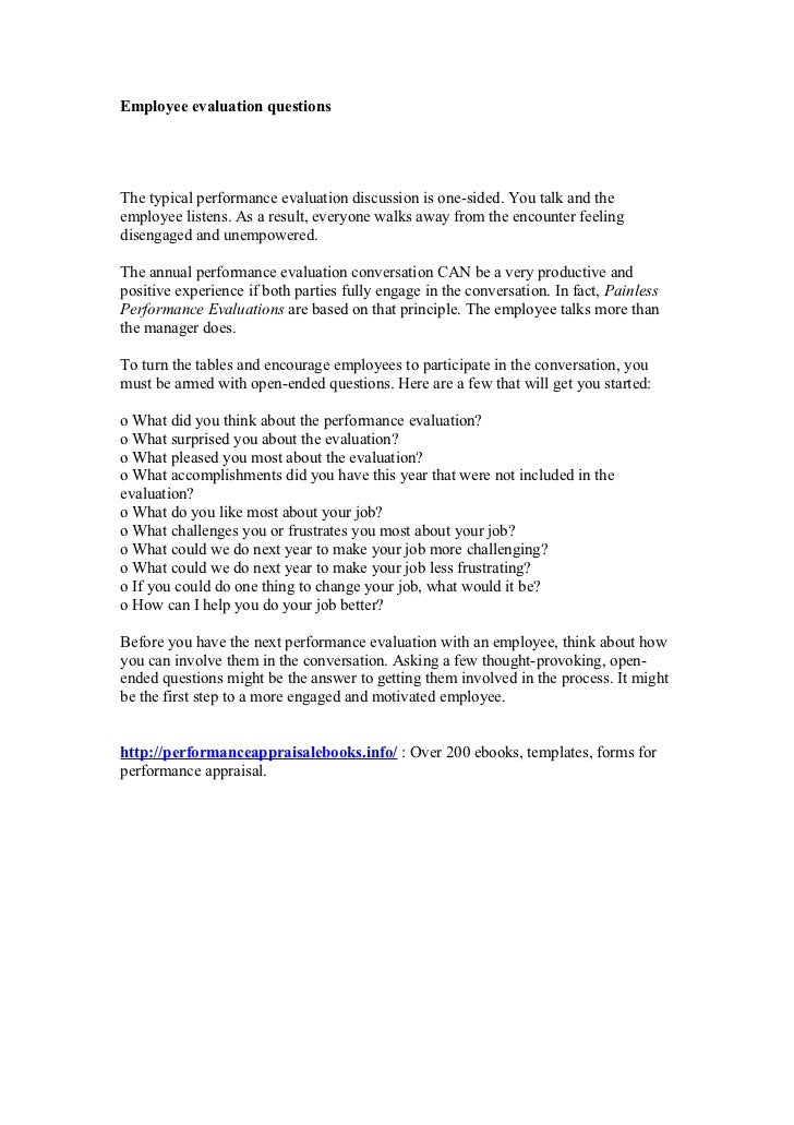 Employee evaluation questions