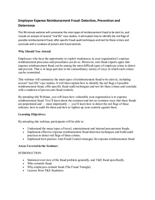 Employee expense reimbursement fraud | PDF | Business Accounting ...