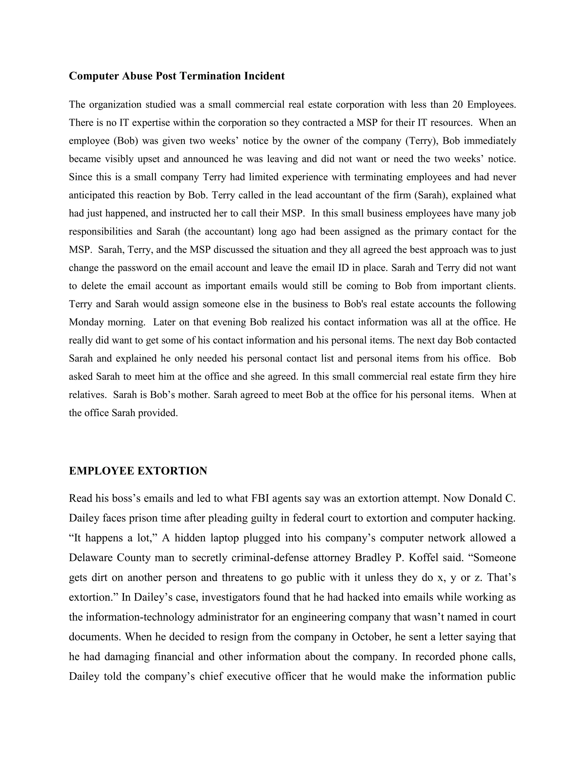 Employee extortion | DOCX