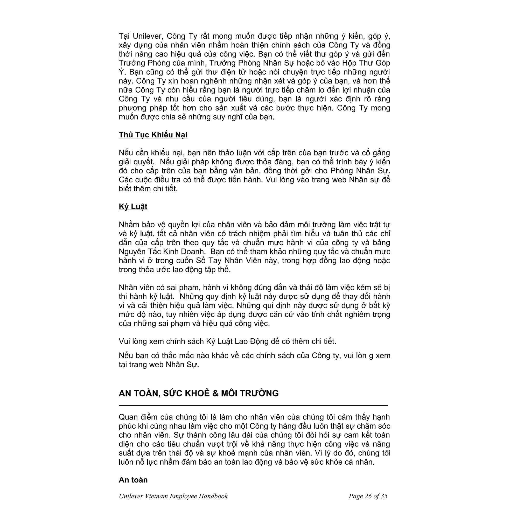 [References];[Unilever Employee handbook] | DOC