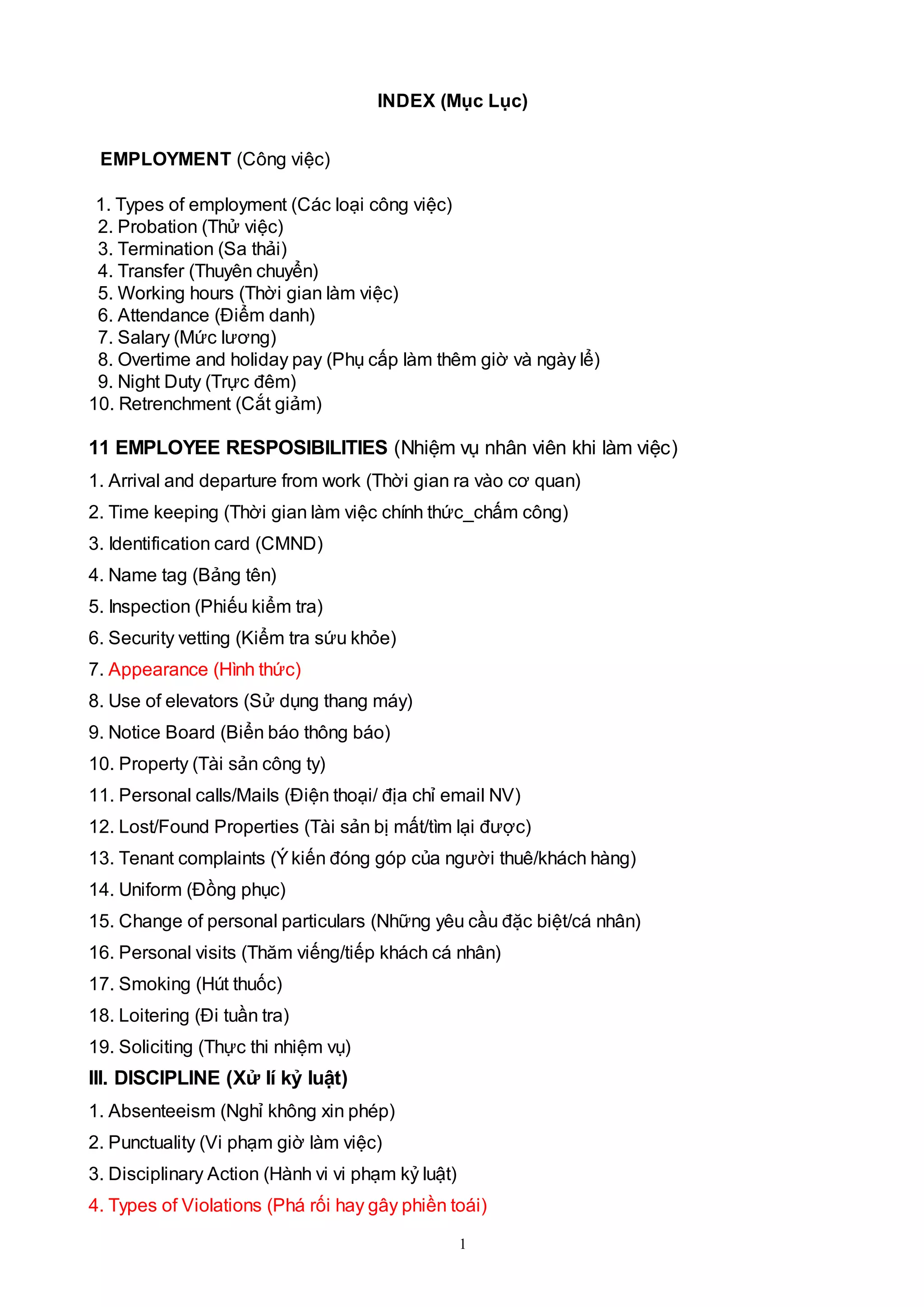Employee handbook vietnamese | DOC