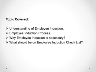 Employee Induction– 1st step of welcoming new employees! | PPTX