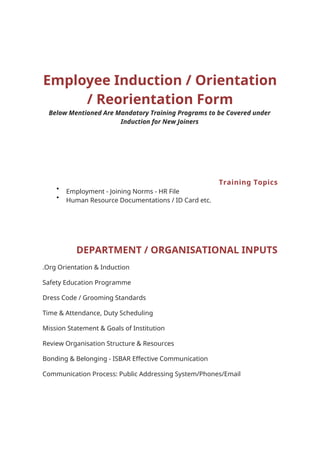 Employee Induction.docx hospital for quality | DOCX