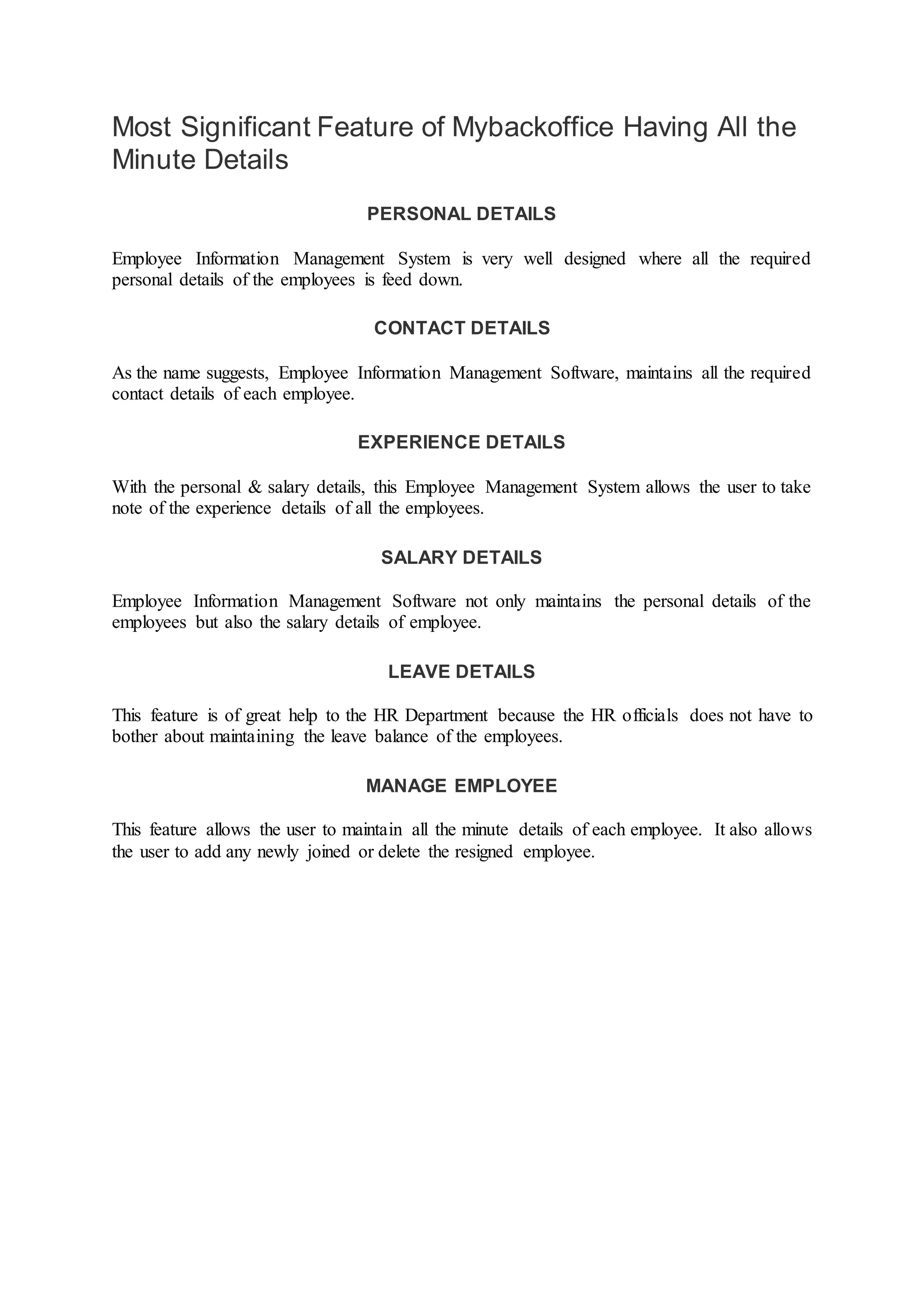 Employee information management system | DOCX