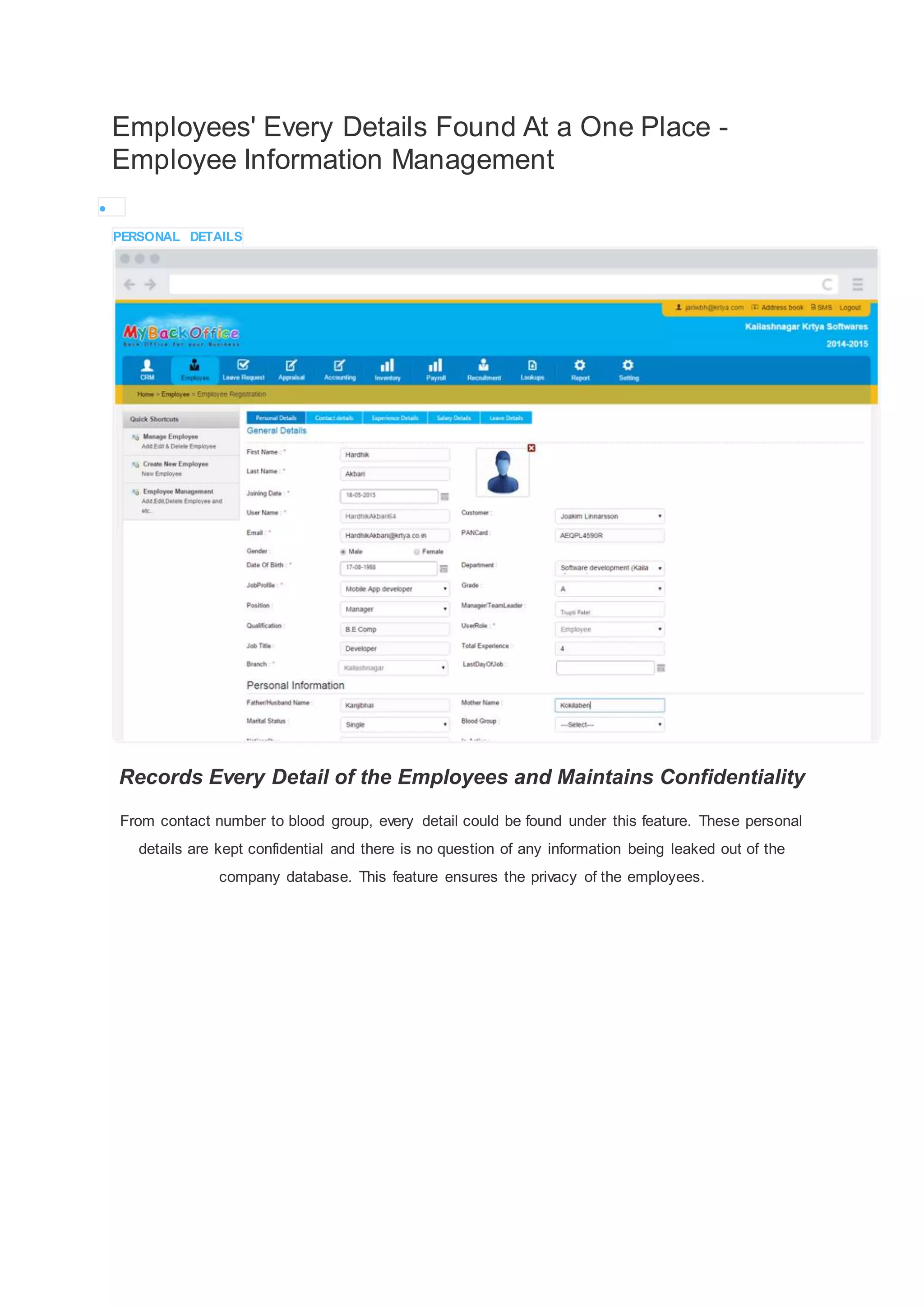 Employee information management system | DOCX | Human Resources | Business